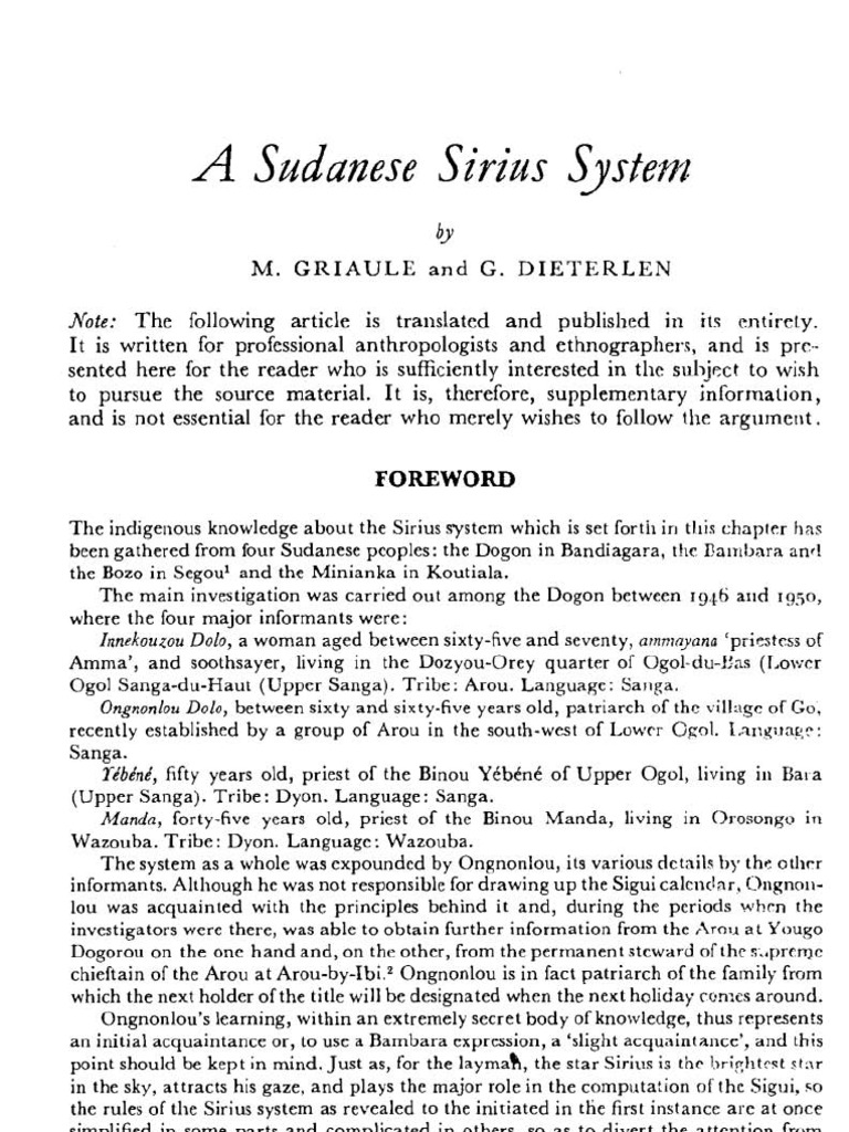 Dogon Sirius Myth | PDF | Nature