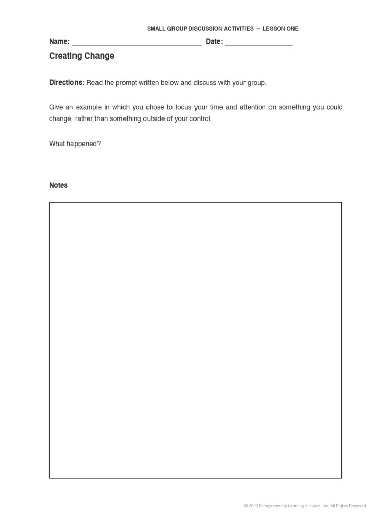 IHSBE Lesson 1 - Creating Change | PDF