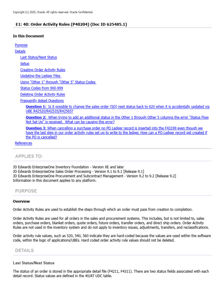 JDE Order Activity Rules Overview | PDF | Information Technology ...