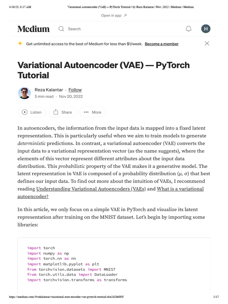 Variational Autoencoder (VAE) - PyTorch Tutorial - by Reza Kalantar - Nov, 2022 - Medium ...