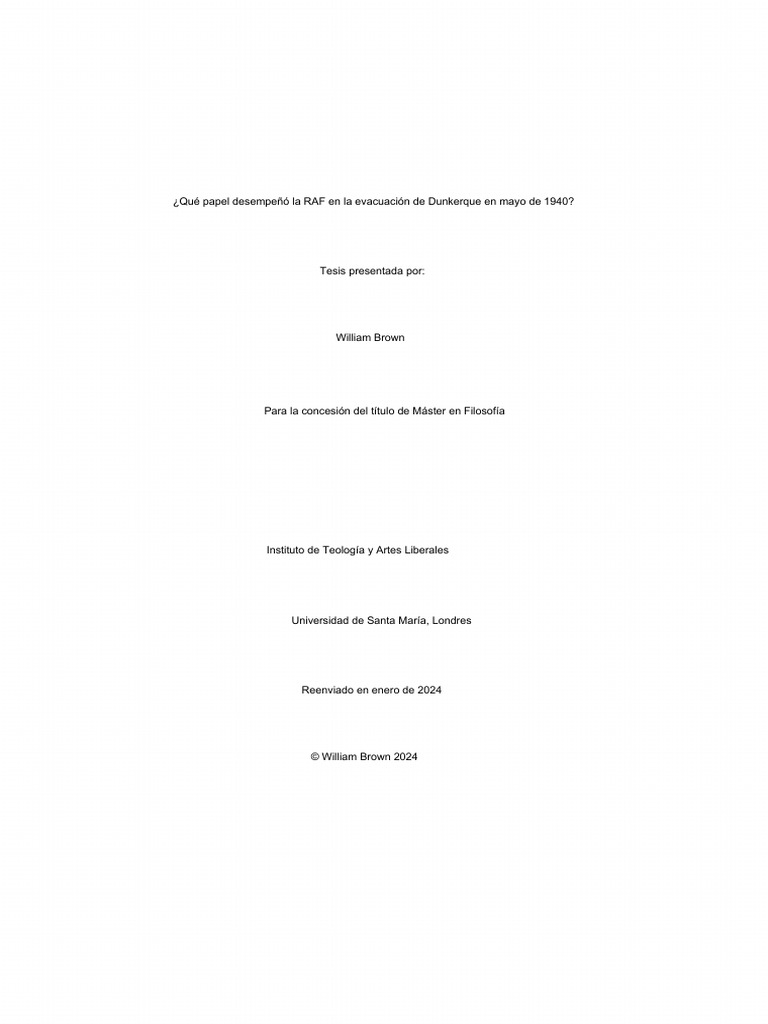 MPhil Thesis - How Crucial Was The RAF To The Dunkirk Evacuation of May ...