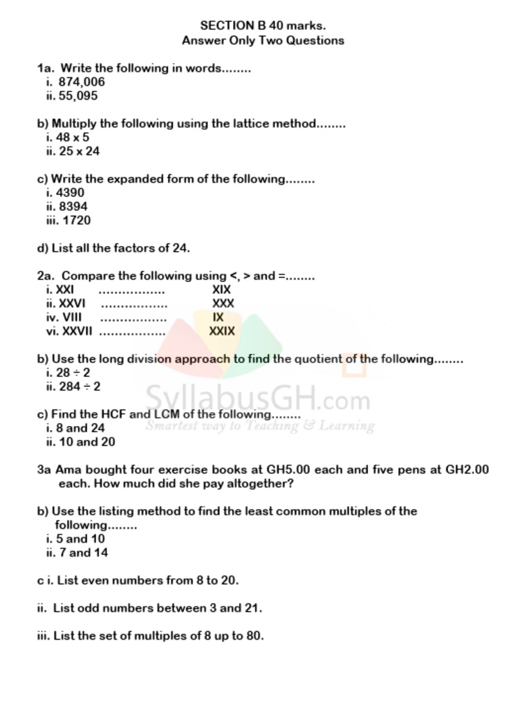 2025 B4 End of Term 1 - Mathematics (B) | PDF