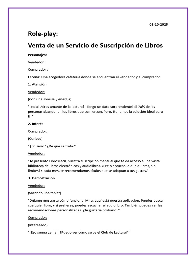 Role-Play - Servicio de Suscripción 01-10-25 | PDF