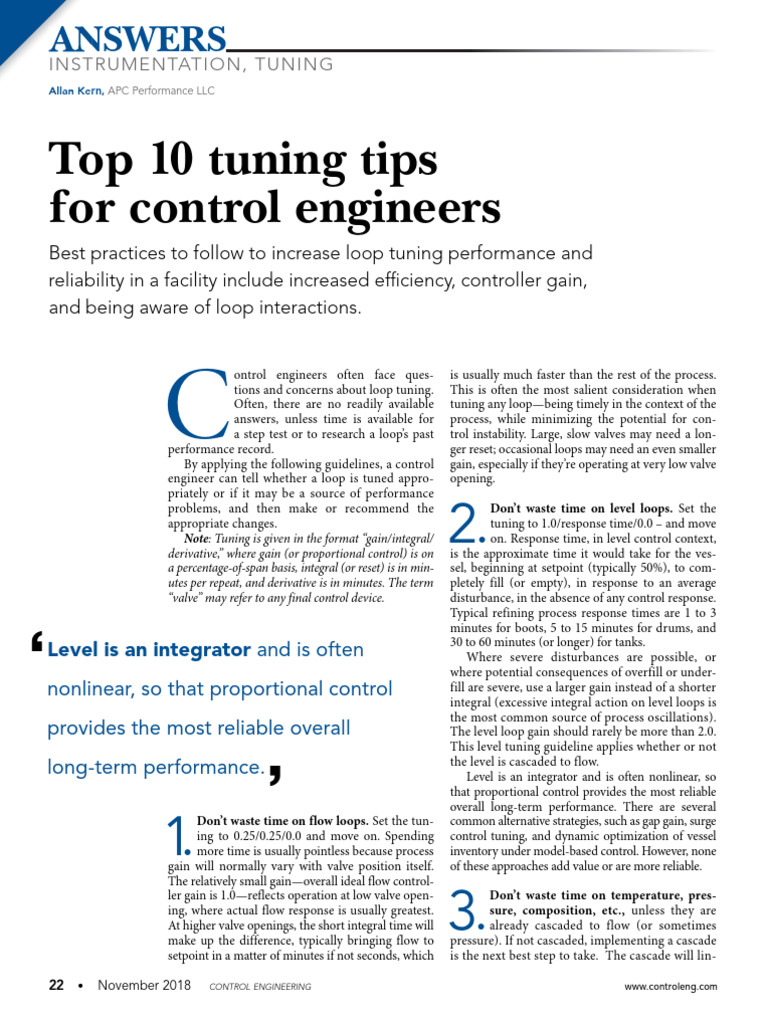 Top 10 Loop Tuning Tips for Engineers | PDF | Vacuum Tube | Applied ...