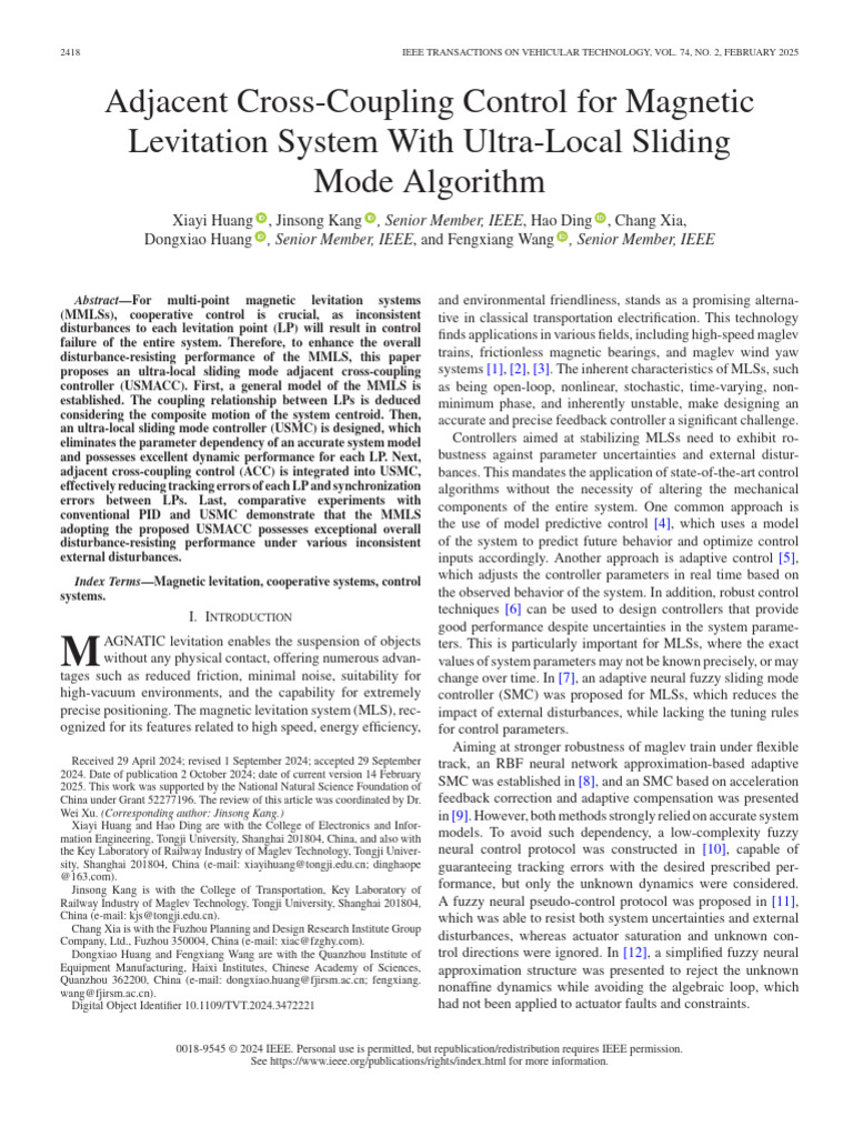 Adjacent Cross-Coupling Control For Magnetic Levitation System With ...