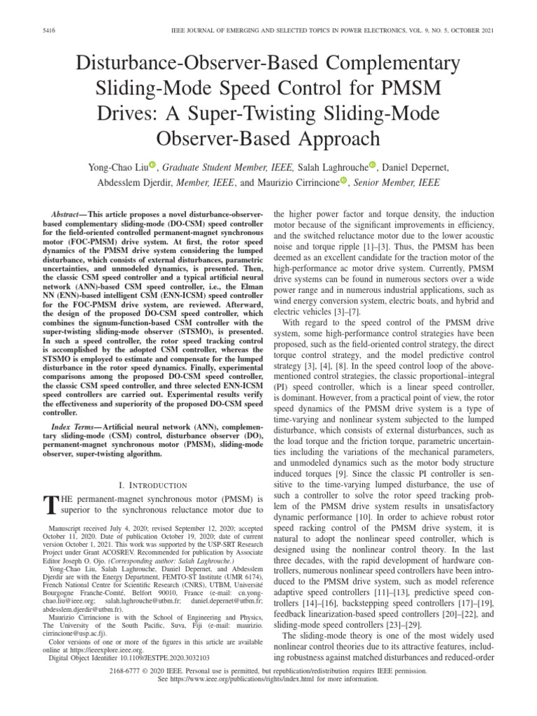 Disturbance-Observer-Based Complementary Sliding-Mode Speed Control For ...