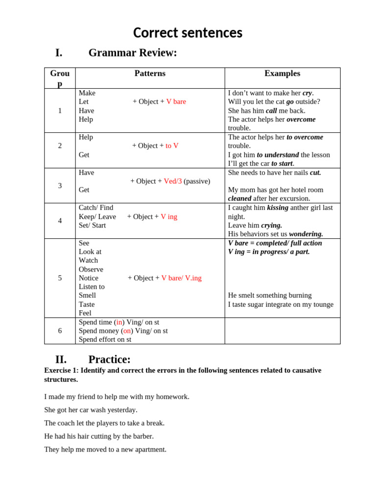 Correct Sentences Part 1 | PDF | Syntax | Grammar
