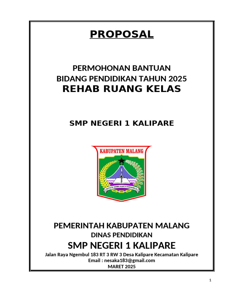 Proposal Rehab Ruang Kelas SMP 2025 | PDF