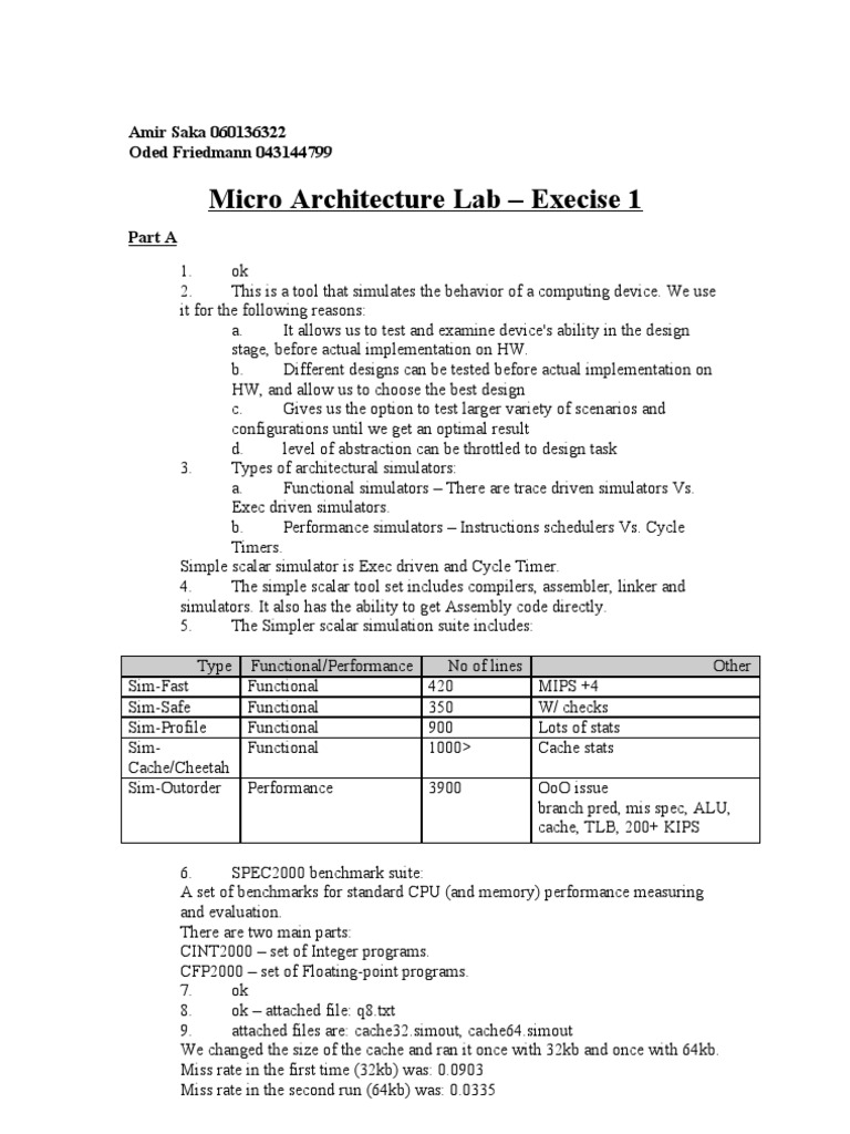 Micro Architecture Lab - Execise 1: Amir Saka 060136322 Oded Friedmann ...