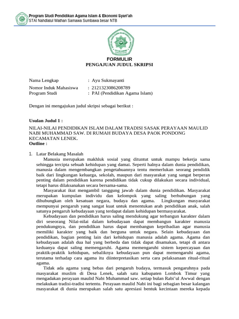 Form Pengajuan Judul | PDF