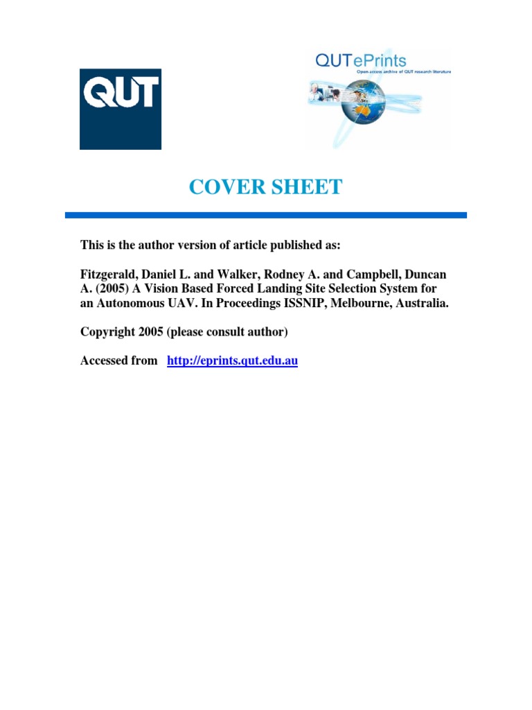 Cover Sheet | PDF | Unmanned Aerial Vehicle | Statistical Classification