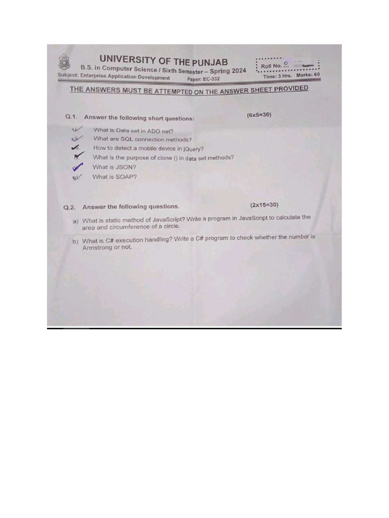 BSCS 6th Enterprise Application Paper 2024. | PDF | Databases | Json