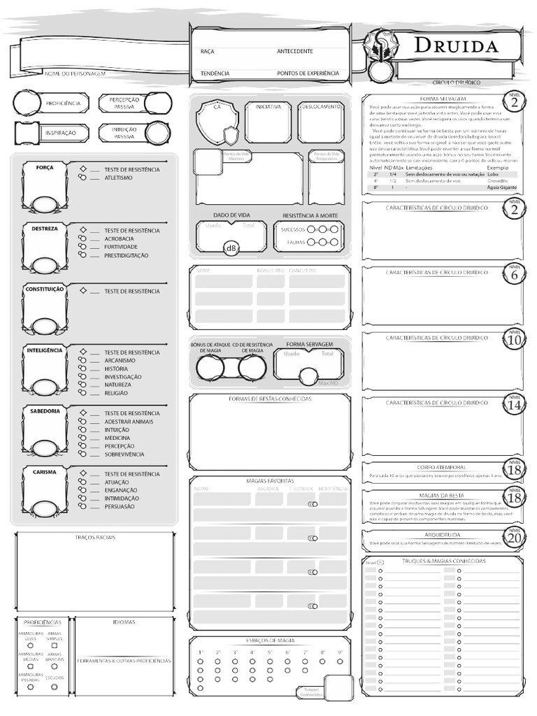 DND 5e - Ficha - Druida | PDF