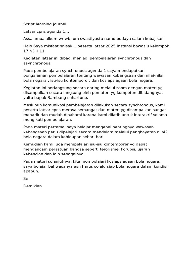 Script Learning Journal | PDF