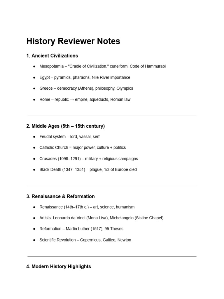 History Quick Notes | PDF