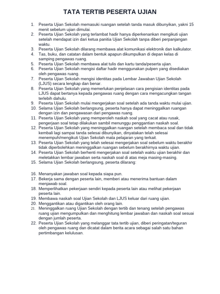 Tata Tertib Peserta Ujian | PDF