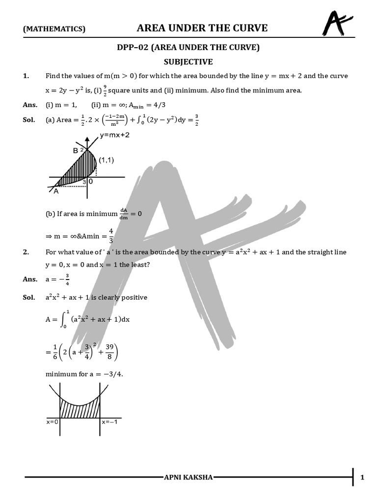 Area Under the Curve Calculations | PDF | Tangent | Analytic Geometry