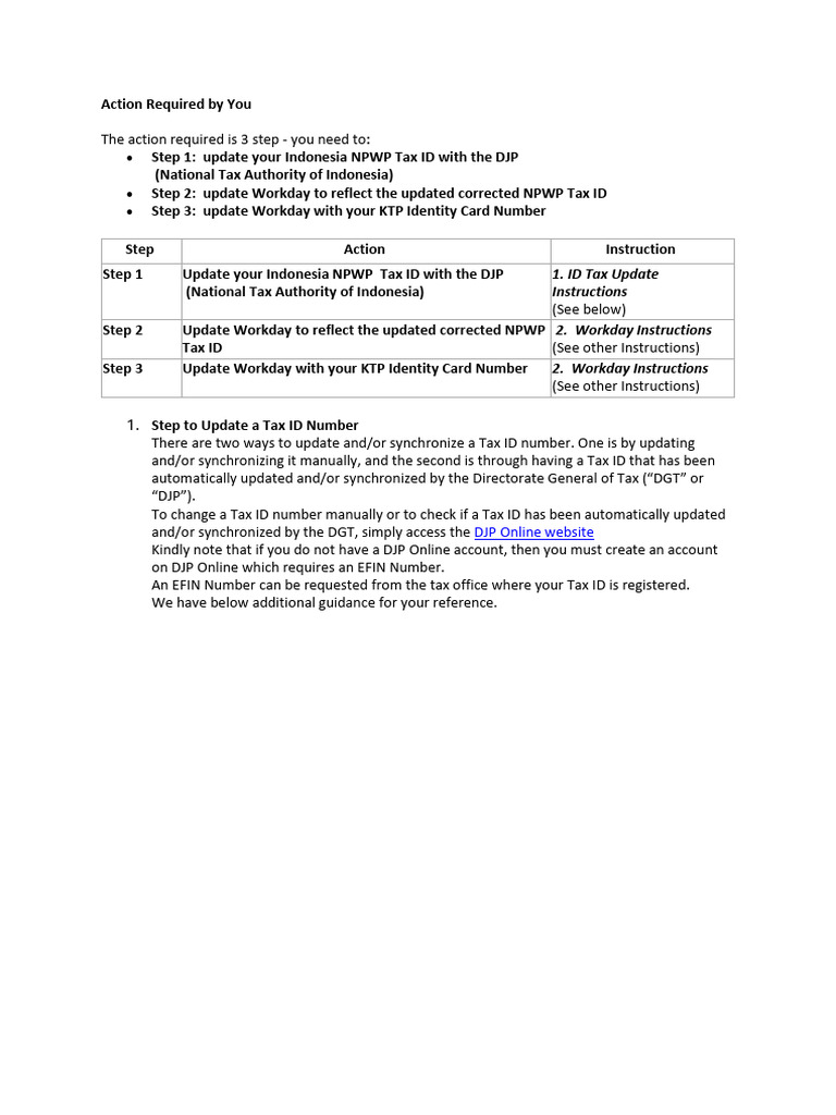 Update Your Indonesia NPWP Tax ID Steps | PDF