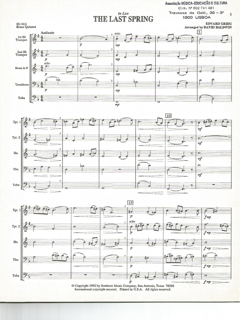 Grieg, Edvard - The Last Song | PDF