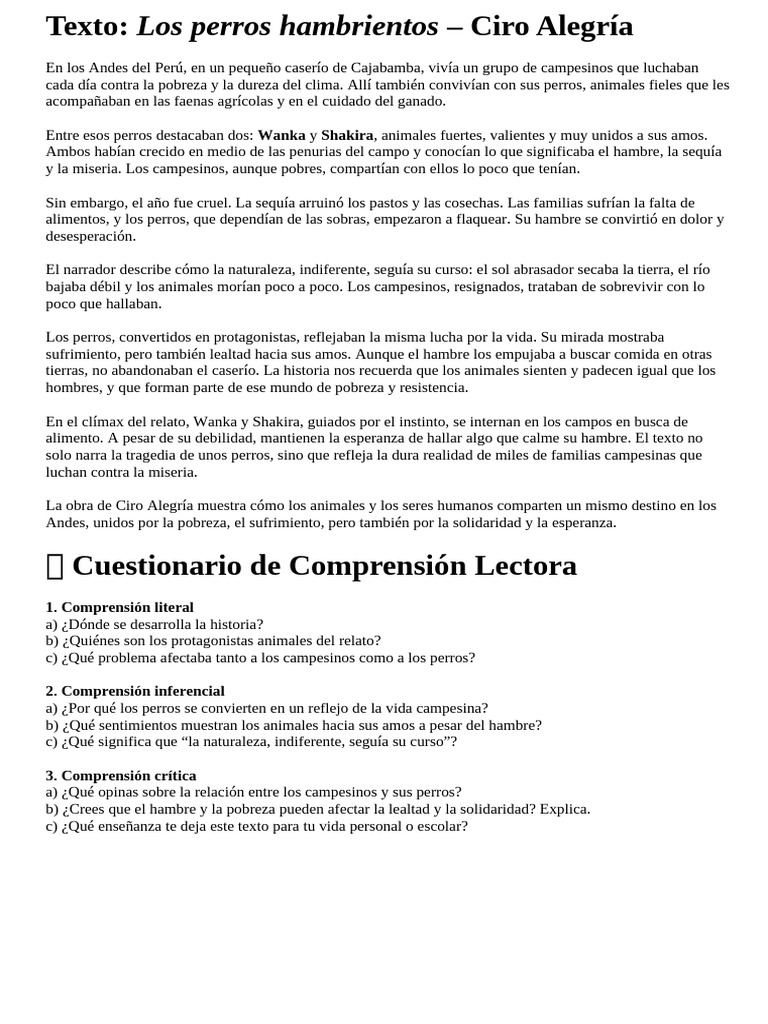 Texto Los Perros Hambrientos | PDF | Pobreza | Pobreza e indigencia