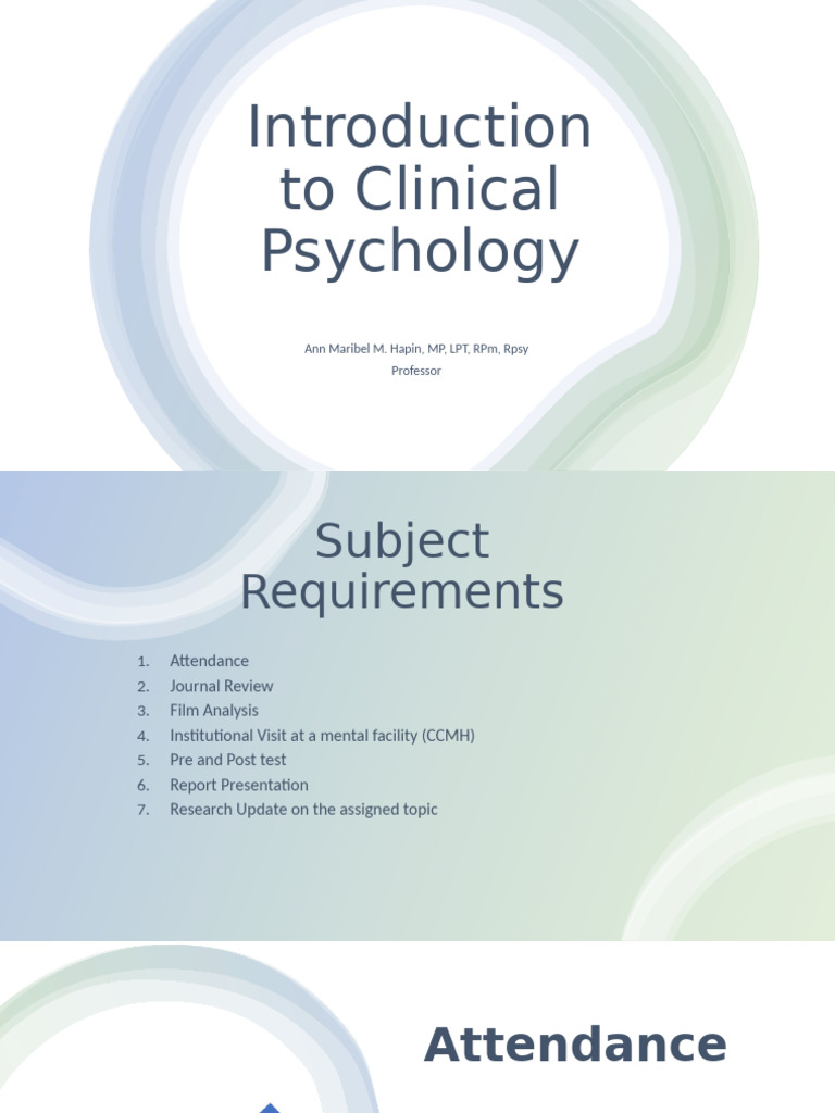 Clinical Psychology Course Overview | PDF | Clinical Psychology ...