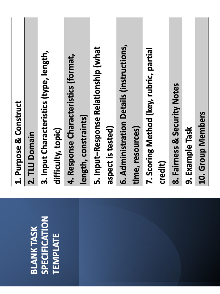 Blank Task Specification Template | PDF