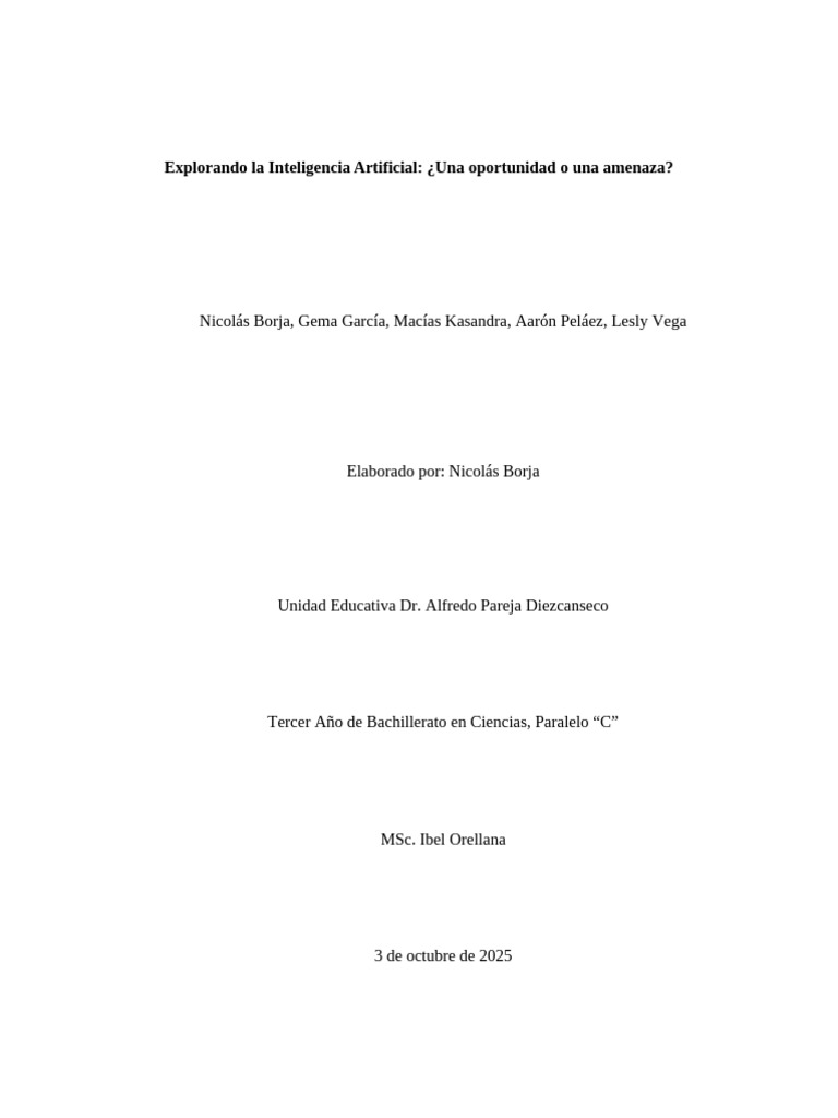 Ensayo Ia Nicolas Borja | PDF | Inteligencia artificial | Inteligencia ...