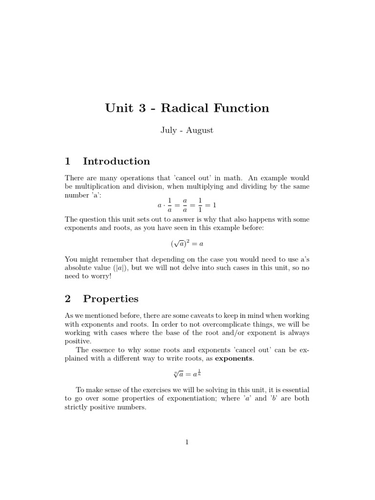 Understanding Radical Functions and Exponents | PDF | Square Root ...