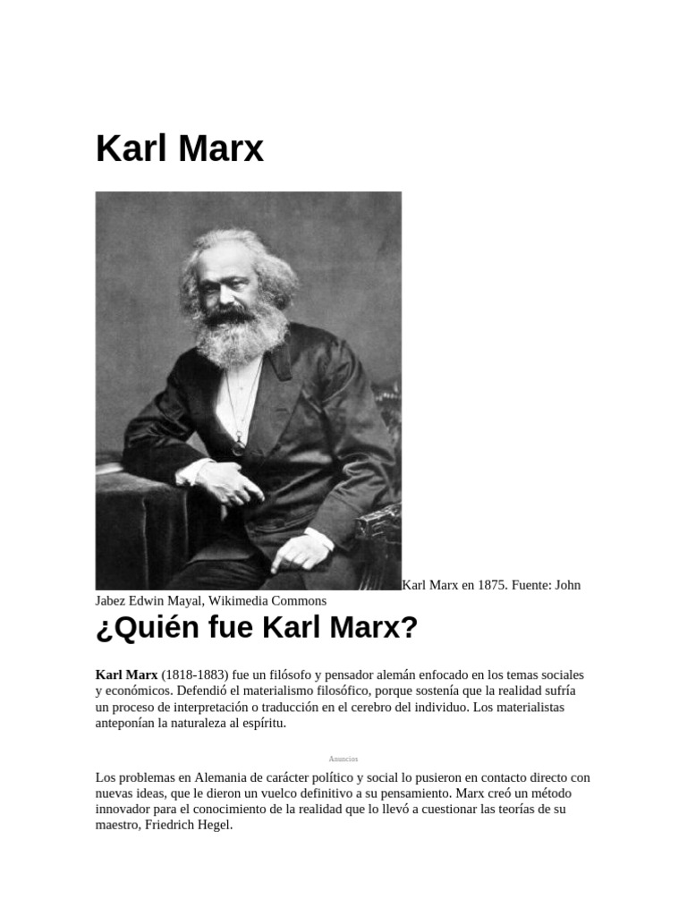 Vida y pensamiento de Karl Marx | PDF | Karl Marx | La teoría de la ...