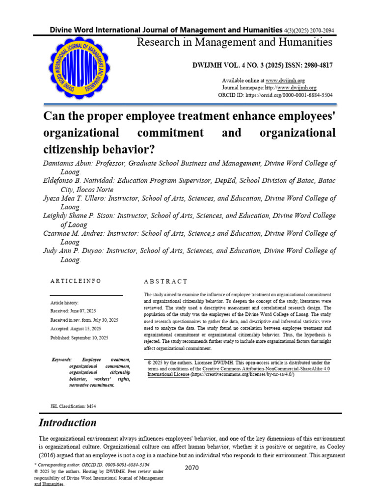 Can The Proper Employee Treatment Enhance Employees' Organizational ...
