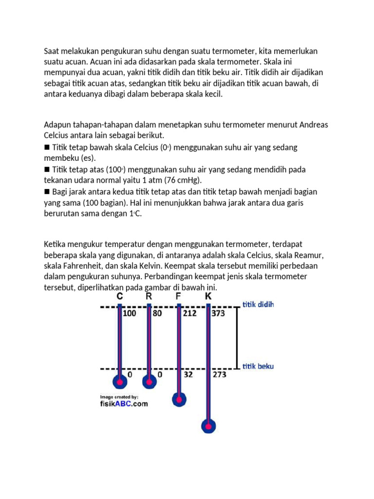 Perbandingan Skala Termometer Suhu | PDF