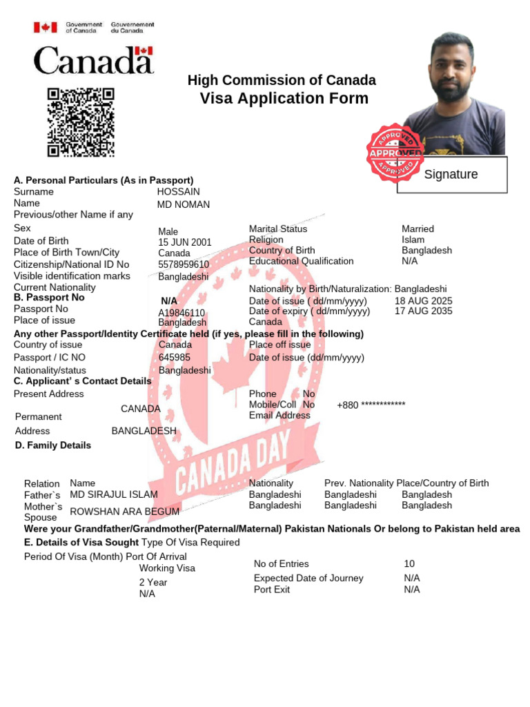 Canada Visa Application Form PDF | PDF | Travel Visa | Passport