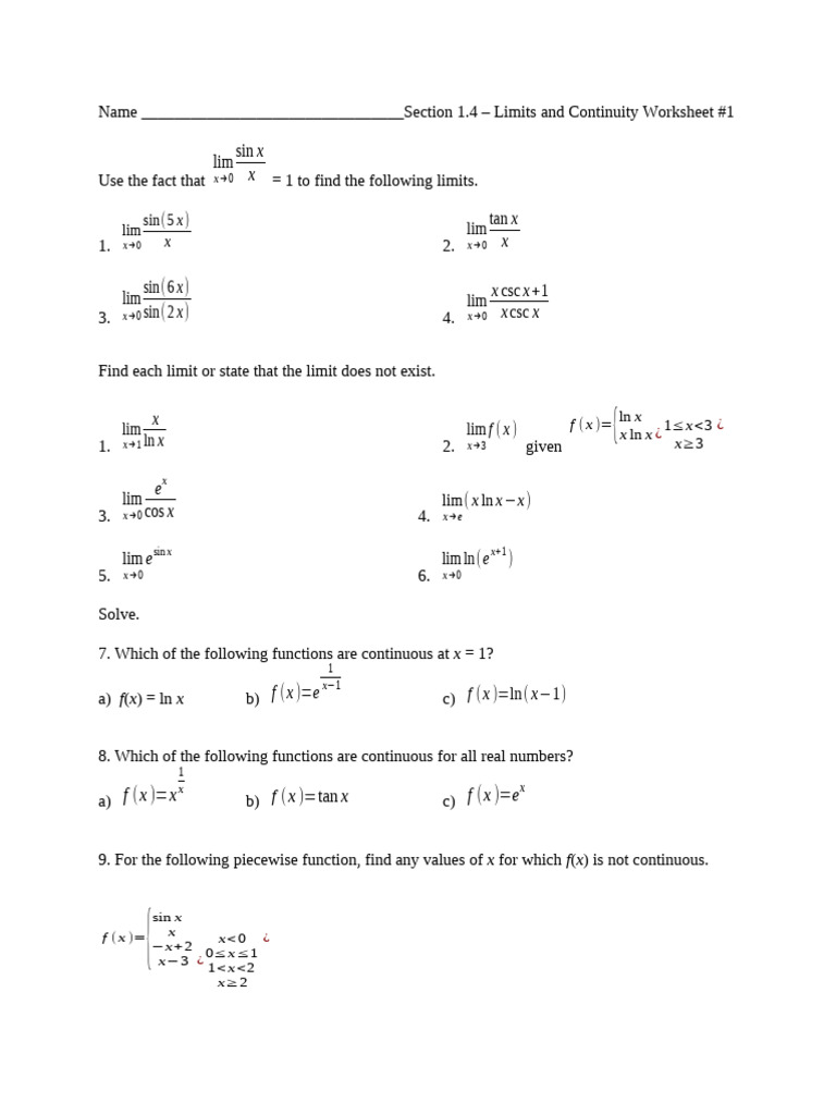 HW+1 4+Worksheet | PDF