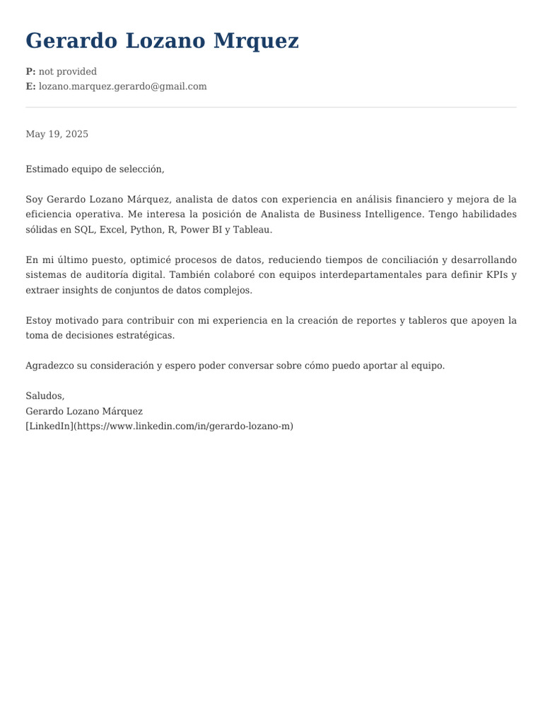 Gerardo Lozano Mrquez Letter | PDF