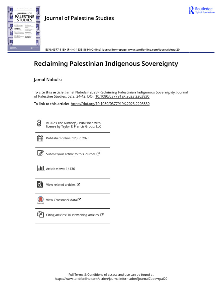 Reclaiming Palestinian Indigenous Sovereignty | PDF | Zionism ...