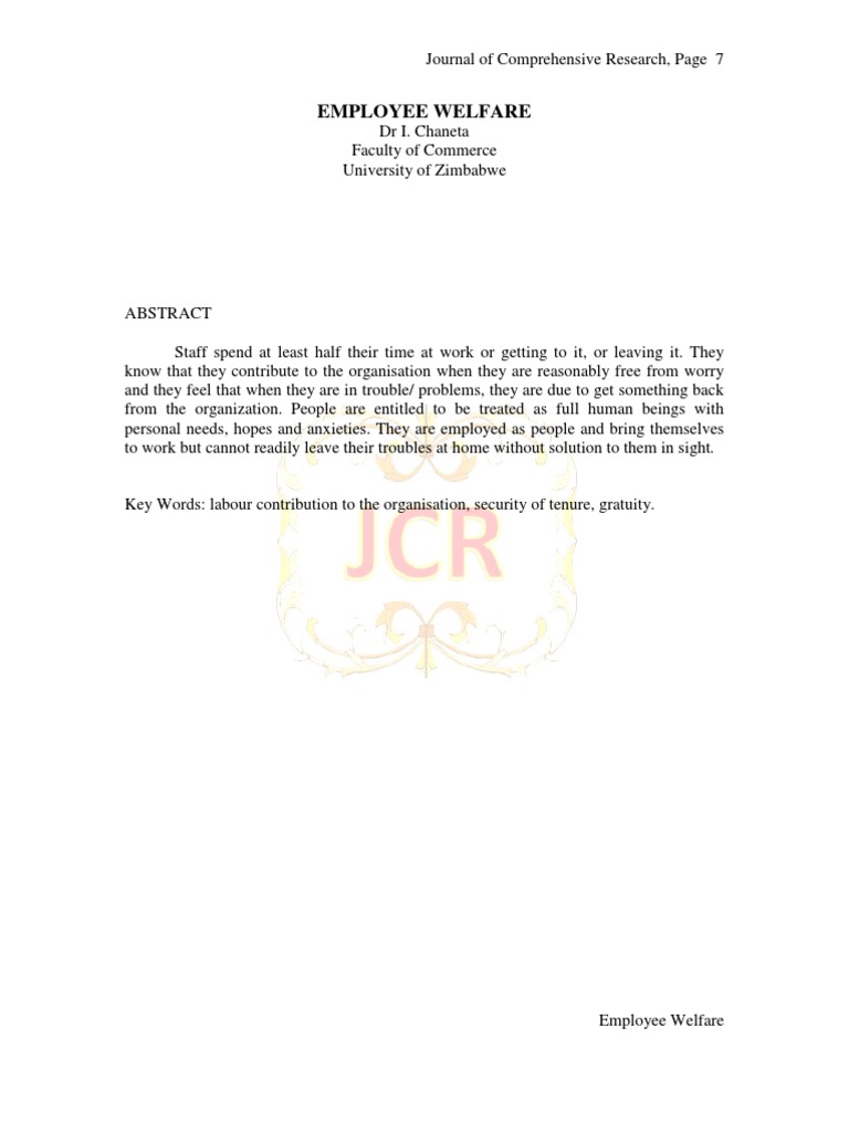 Employee Welfare | PDF