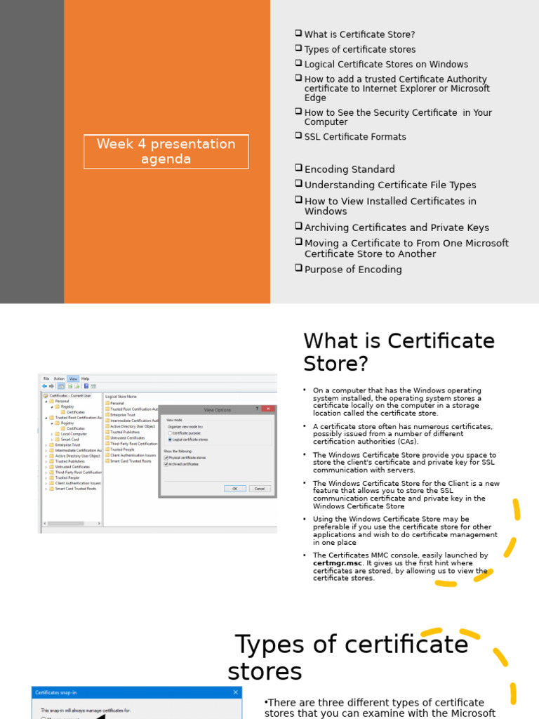 M4 Certificate Stores and Archiving | PDF | Public Key Certificate ...
