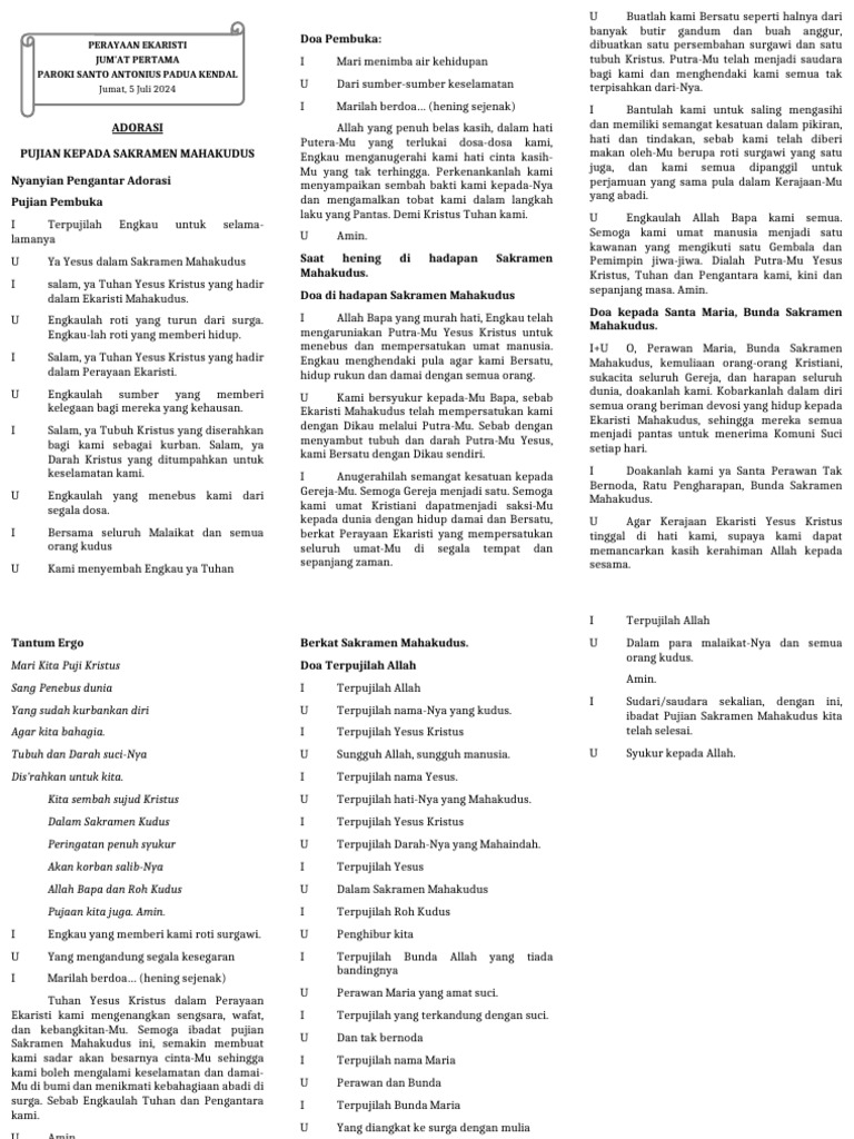 Panduan Adorasi Sakramen Mahakudus | PDF