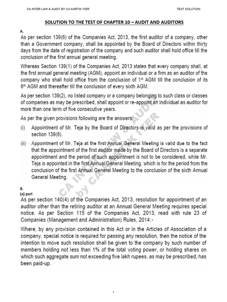 AP - Ch 10 - Audit and Auditors | PDF