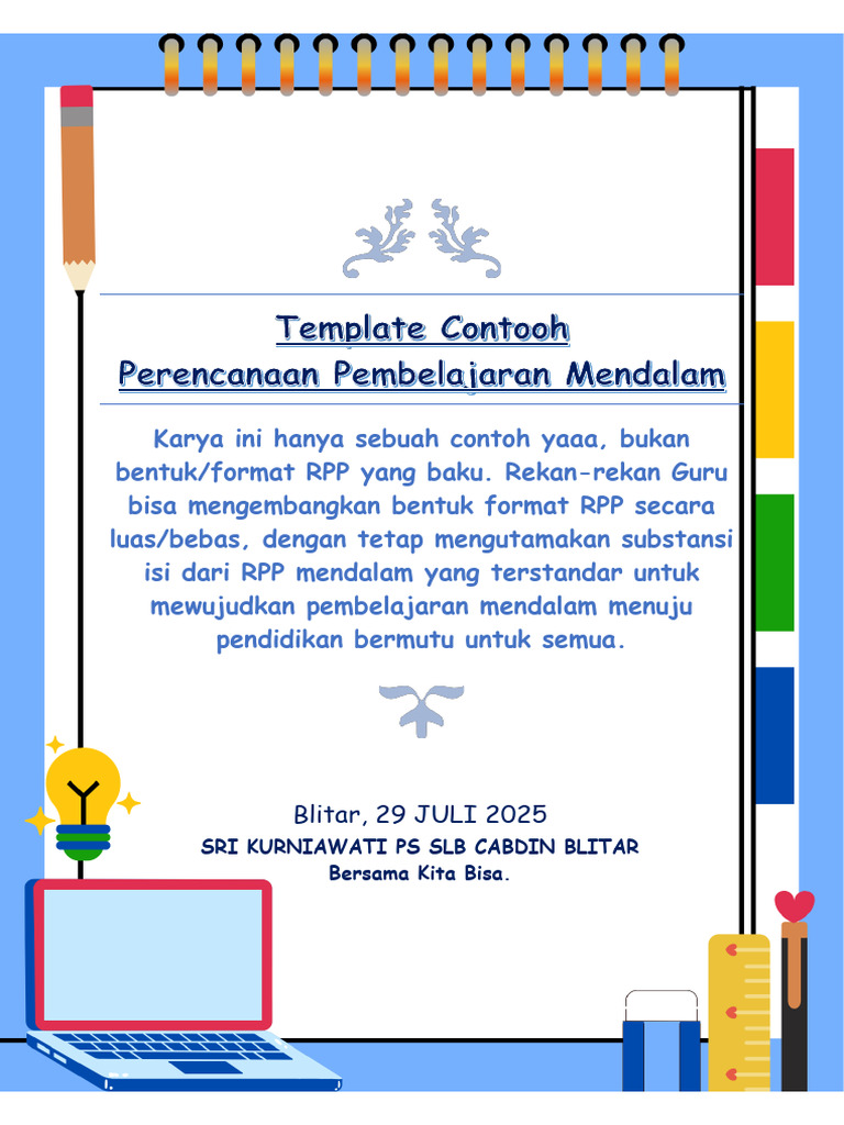 Template RPP Pembelajaran Mendalam | PDF