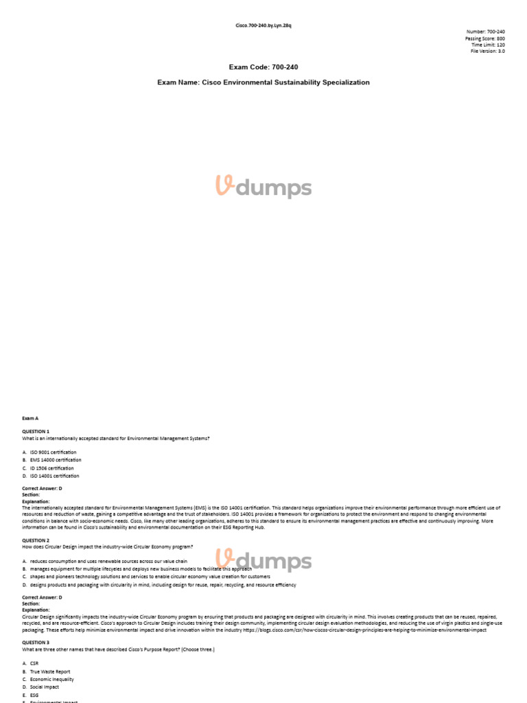 Cisco.700-240.by .Lyn .28q | PDF | Recycling | Climate Change Mitigation