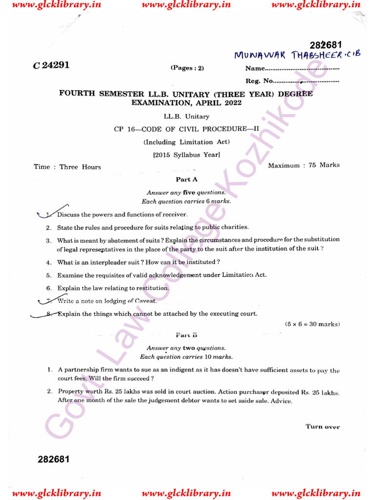 CP 16 Code of Civil Procedure - II | PDF | Public Law | Judiciaries