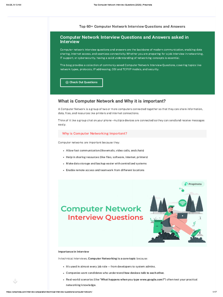 Top Computer Network Interview Q&A 2025 | PDF | Computer Network | Osi ...