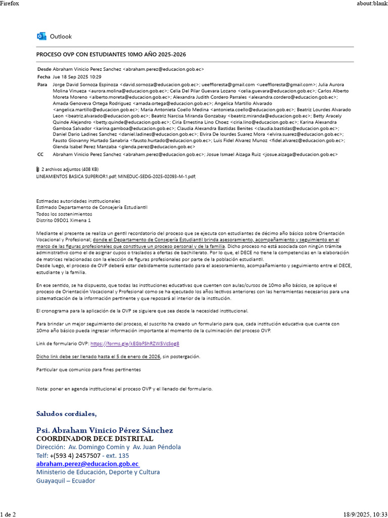 Proceso OVP Estudiantes 10mo Año 2025-2026 | PDF