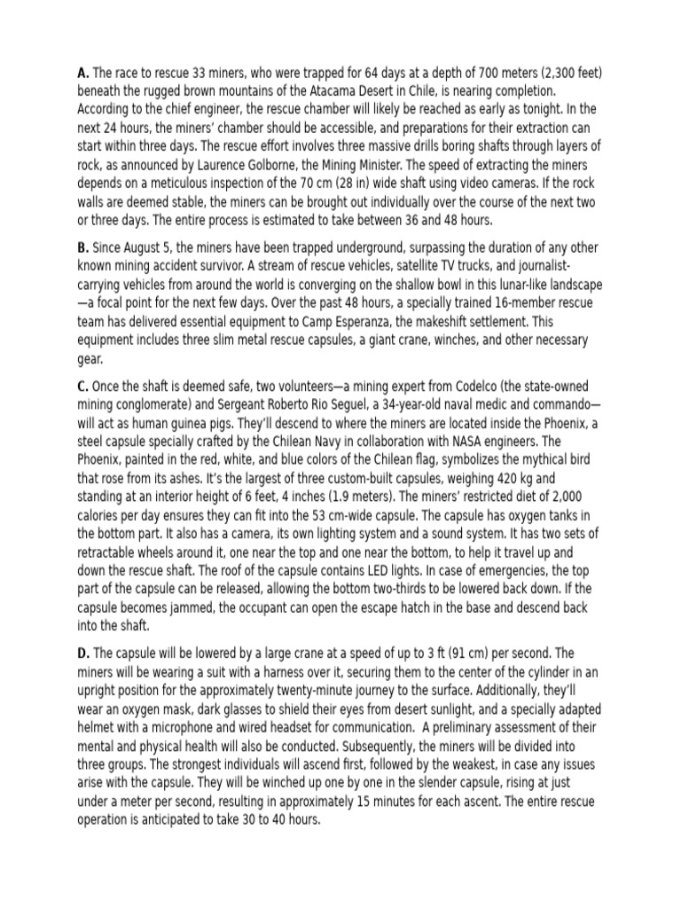 Chilean Miners Rescue Operation | PDF | Mining