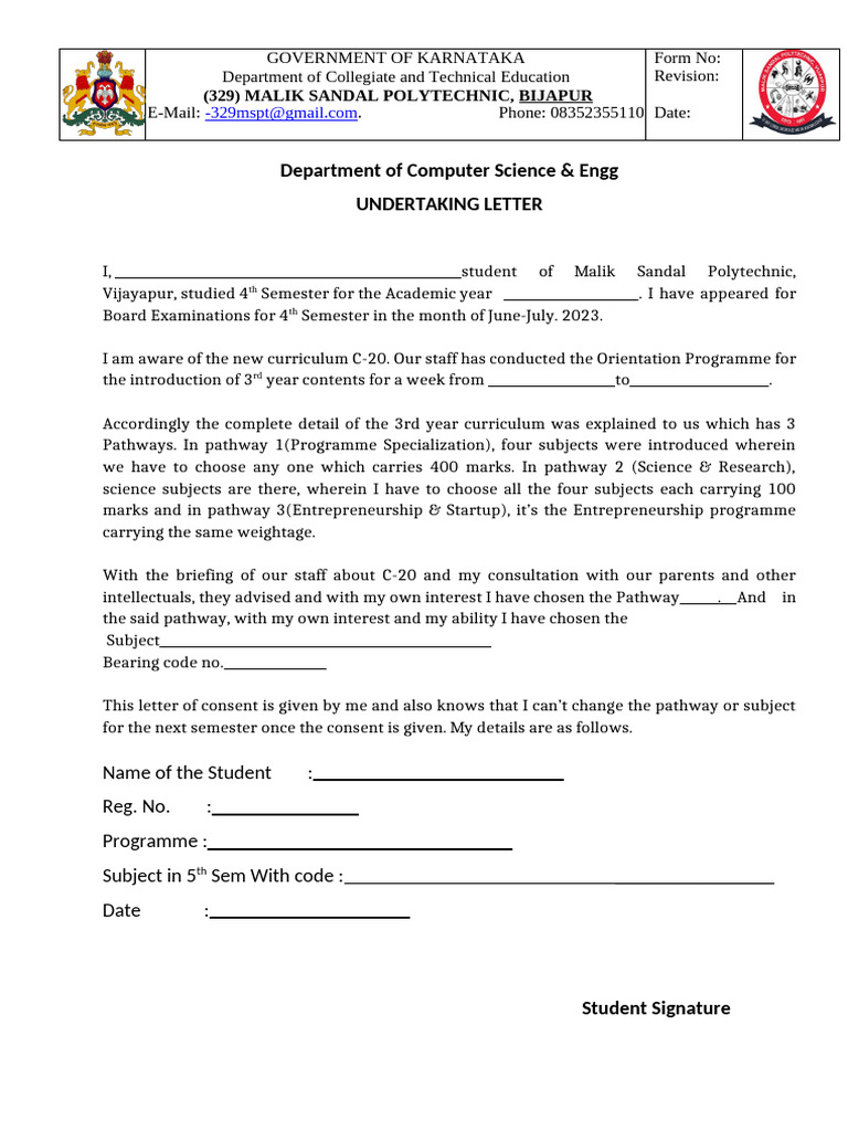 Undertaking Letter | PDF