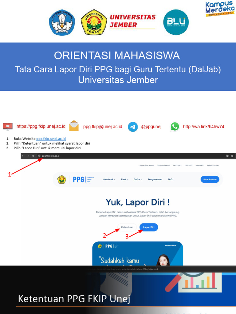 Panduan Lapor Diri PPG UNEJ 2025 | PDF