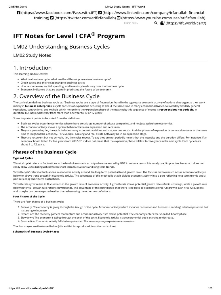 LM02 Understanding Business Cycles | PDF | Business Cycle | Economic ...