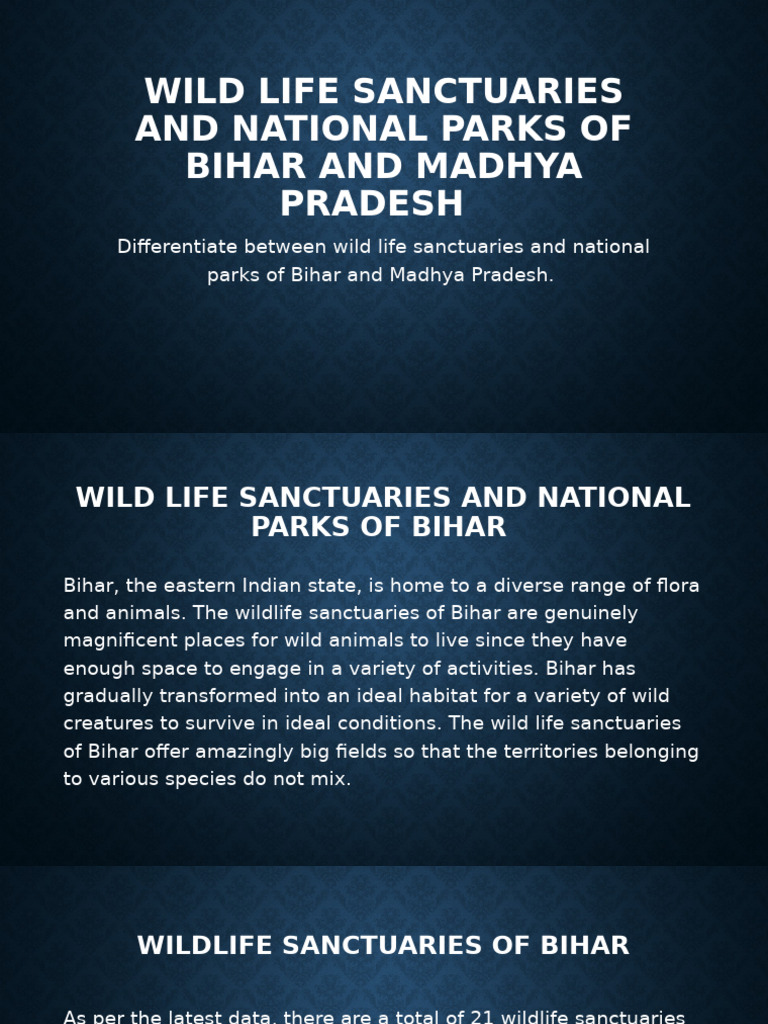 Wild Life Sanctuaries and National Parks of Bihar | PDF | Wildlife ...