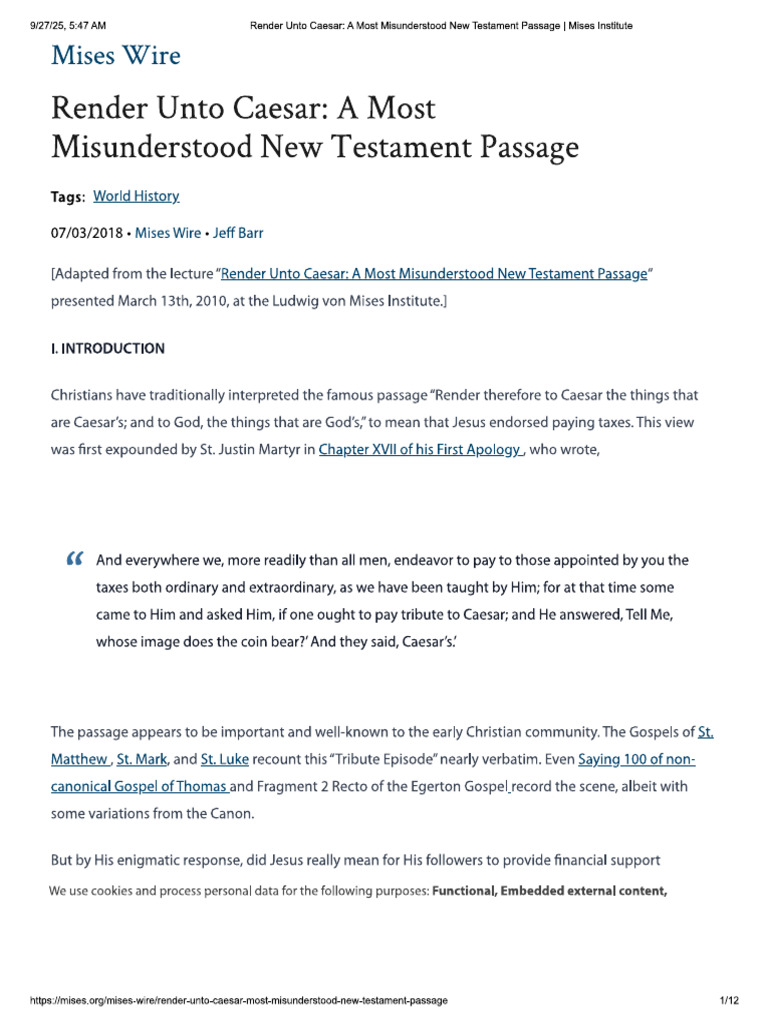 Jeff Barr Render Unto Caesar | PDF